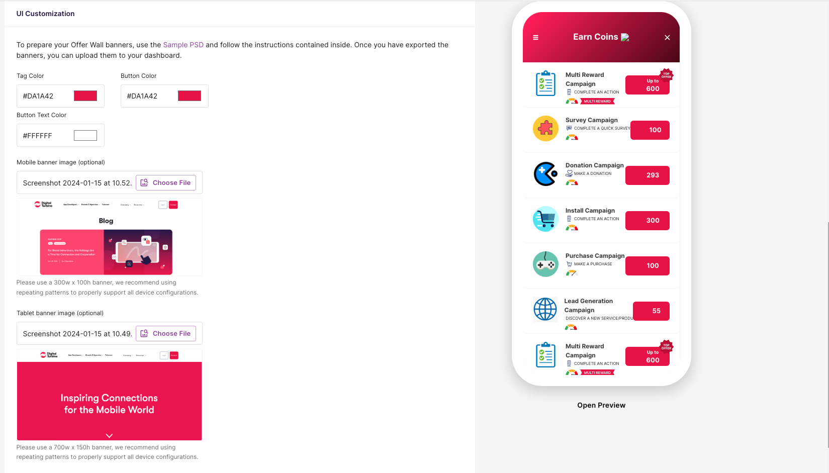 Setting Up DT Offer Wall – Digital Turbine